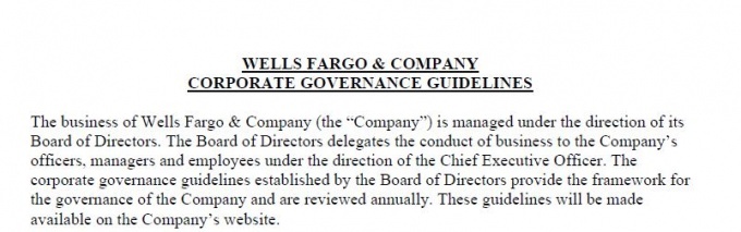Wells Fargo-CORPORATE GOVERNANCE GUIDELINES - DealSite경제TV