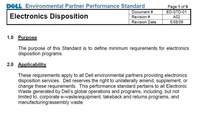 Dell- Environmental Partner Performance Standard - DealSite경제TV
